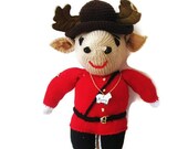 Items similar to RCMP Moose- Knitted Canadian Mountie Mascot/Custom ...