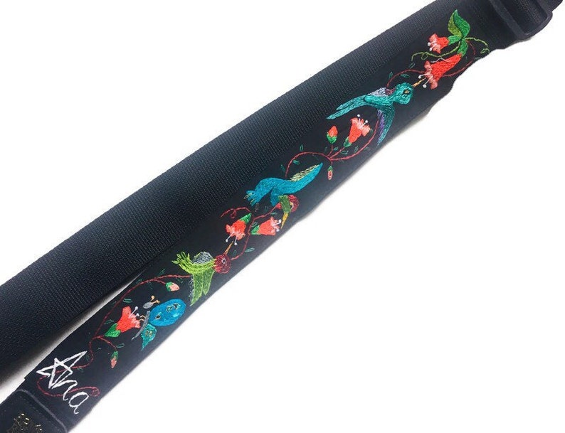 Custom Gibson Hummingbird Guitar Strap/ Hand Embroidered Hummingbirds ...