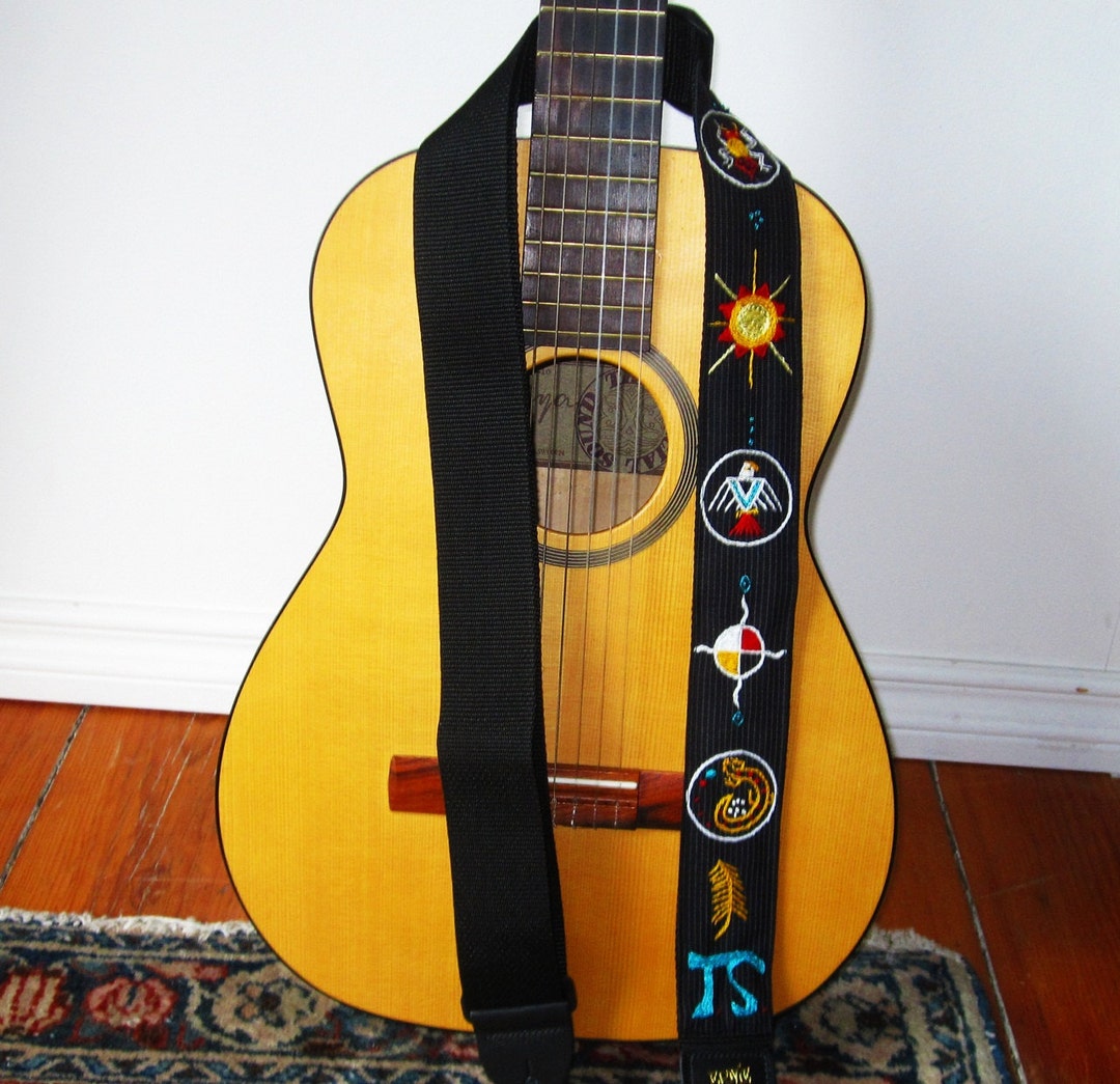 Siouxian Motif Guitar Strap Custom Hand Embroidered With Initials ...