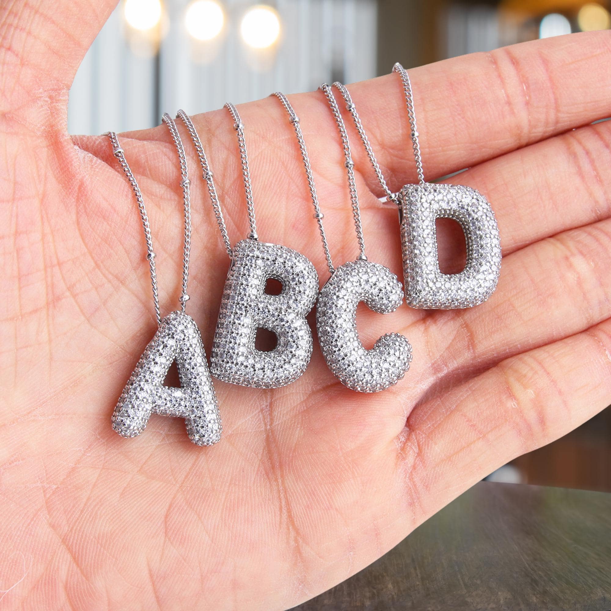 3D Gold Letter Necklace, Letter Pendant, Charm Initial Letters Necklace ...