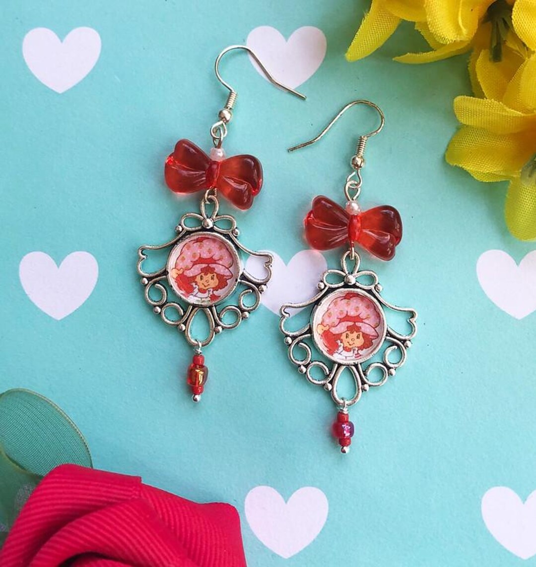 Strawberry Shortcake Earrings, Unique Retro Girl Animated Series Tv ...