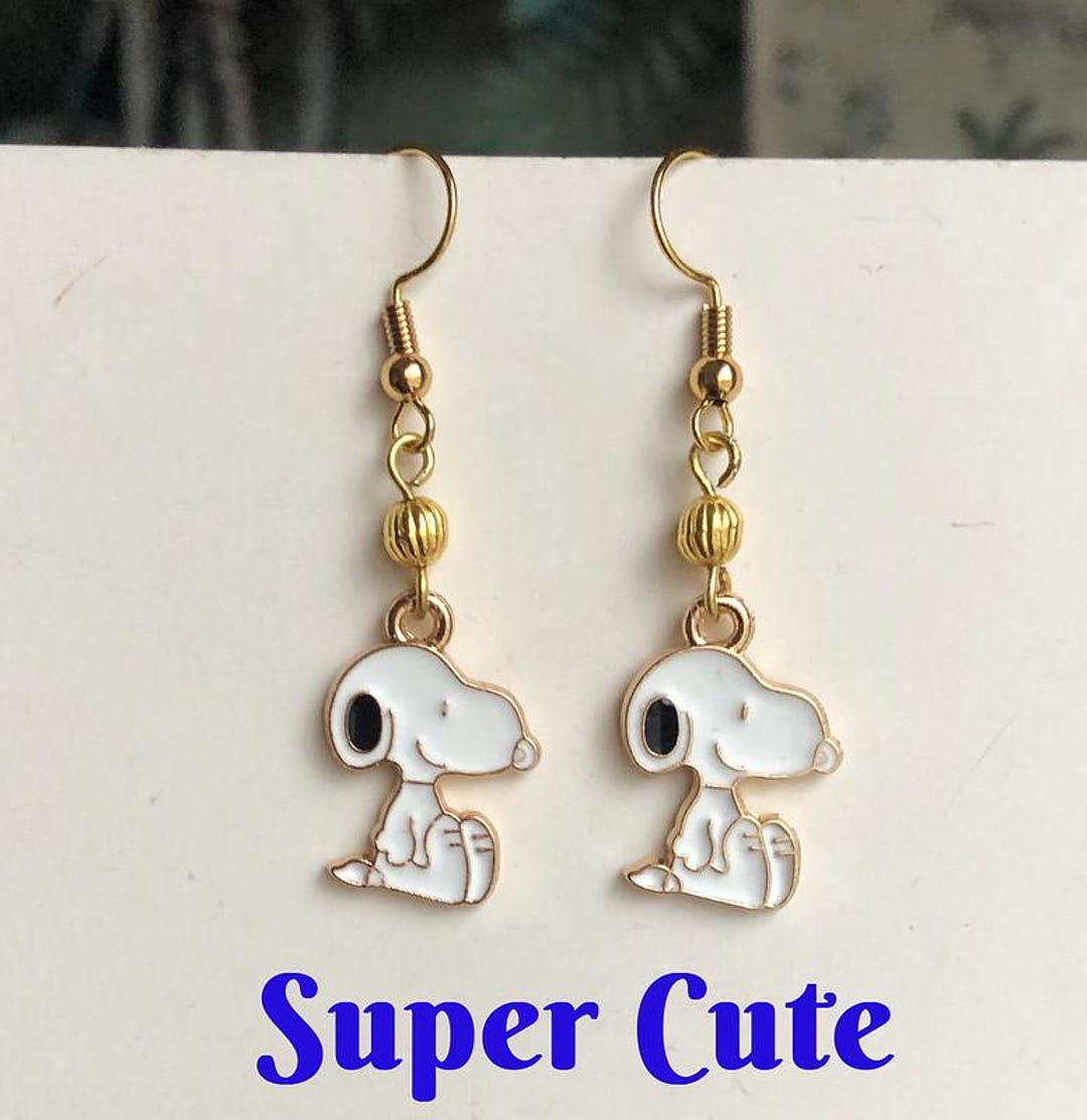 Snoopy Earrings, Peanut Collector Jewelry, Snoopy Dog Enamel Earrings ...
