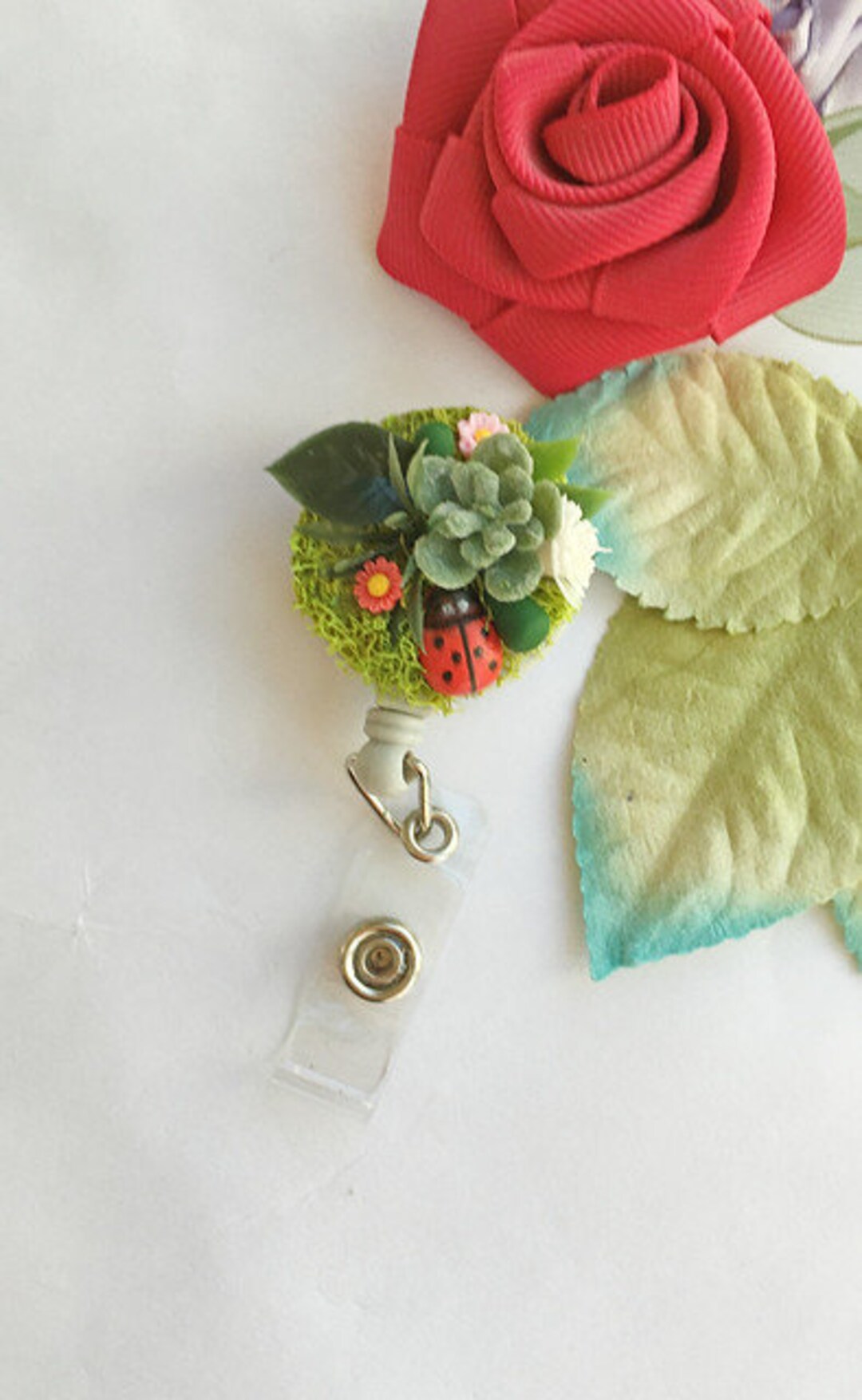 Terrarium Mix Plants Badge Reel Cottage Core Id/name Retractable Card ...