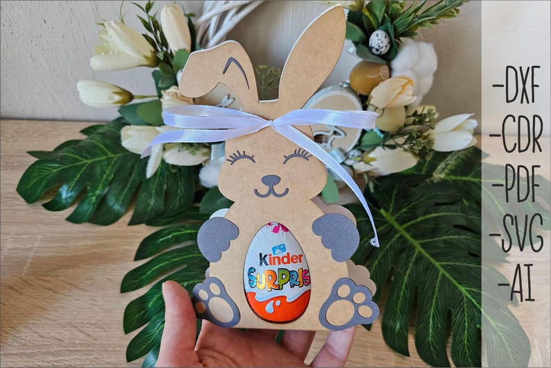 Easter Bunny Kinder Egg Box SVG | Cute Chocolate Egg Holder Template ...
