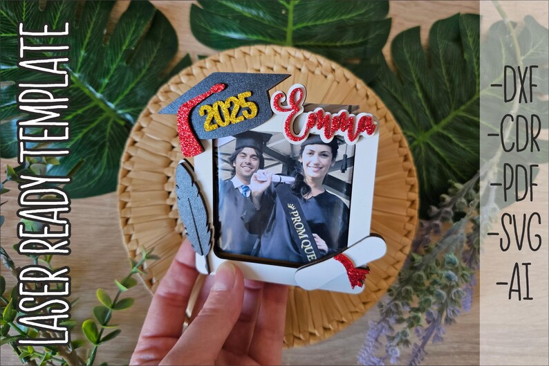 Graduation Photo Frame SVG Laser Cut File | 2 Styles | 7x7cm Photo ...