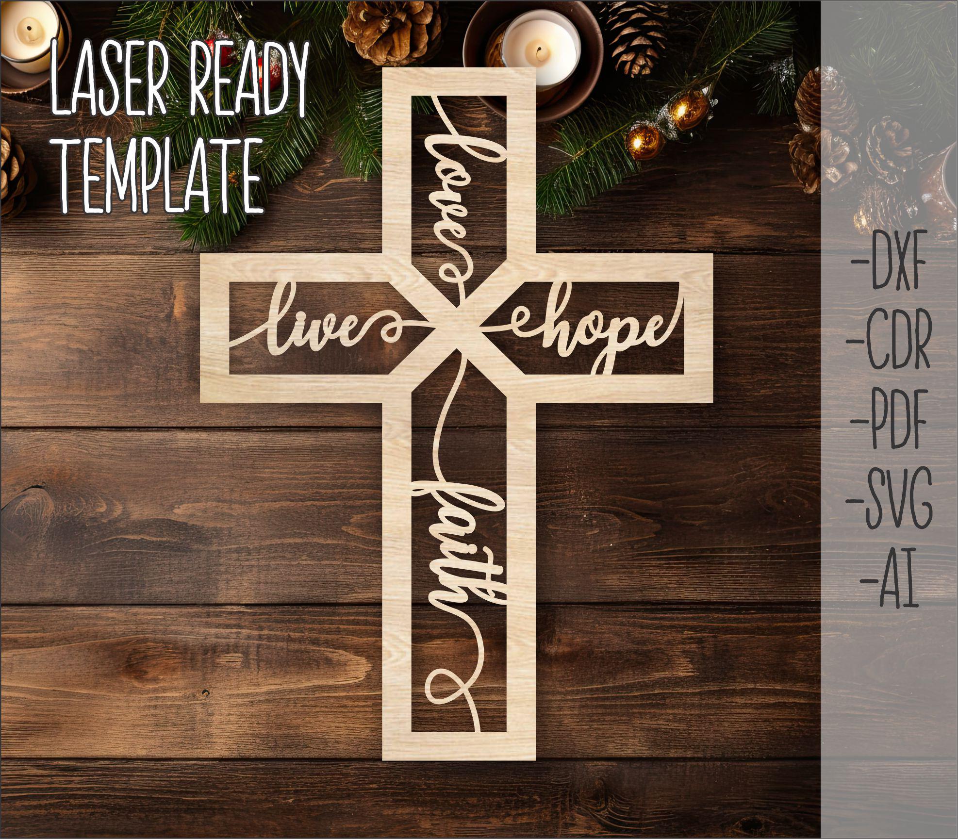 Wall Cross - Love Live Hope Faith Spiritual Jesus Art. Wooden Cross ...