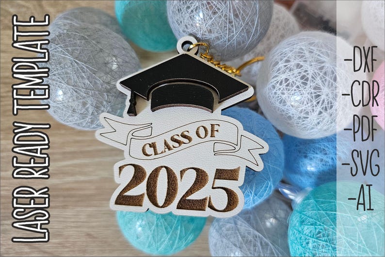 Graduation Keychain SVG Laser Cut File 2025 | Grad Cap Keychain ...