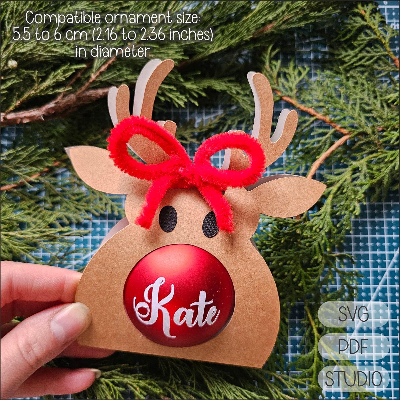 Christmas REINDEER Gift Package, Personalized Christmas Ball Template ...