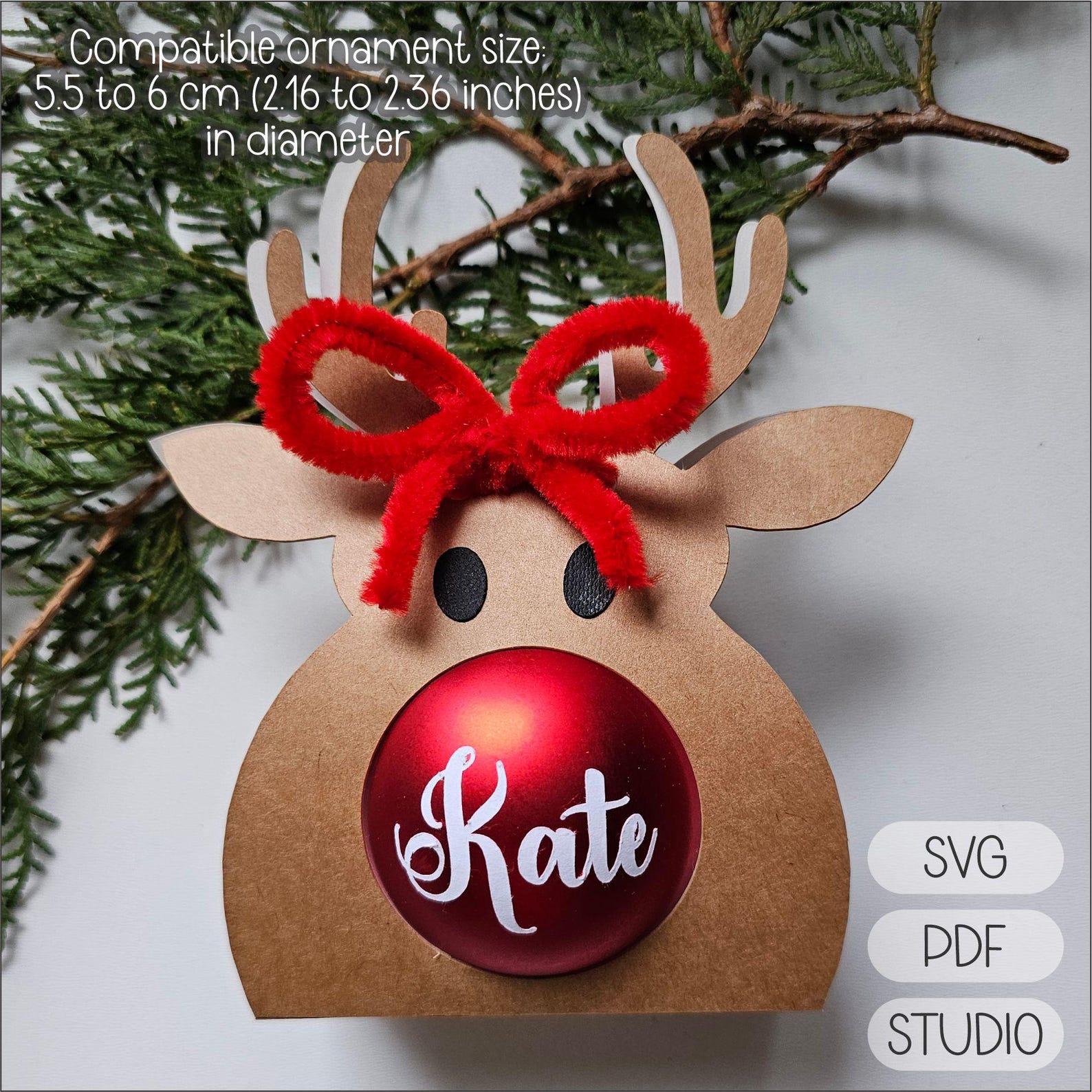 Christmas REINDEER Gift Package, Personalized Christmas Ball Template ...