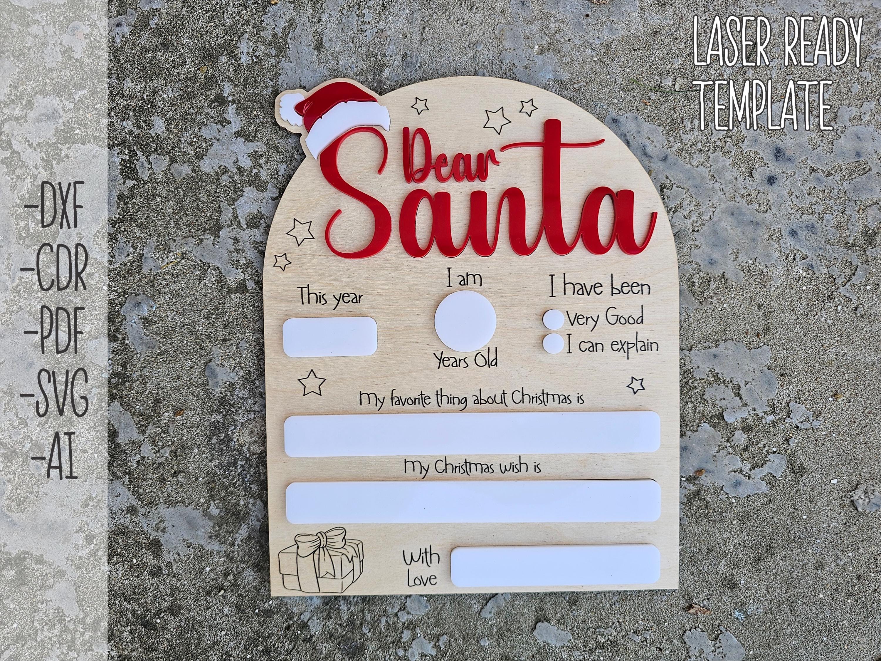 Dear Santa Board Laser Cut File, Christmas Photo Prop, Glowforge ...