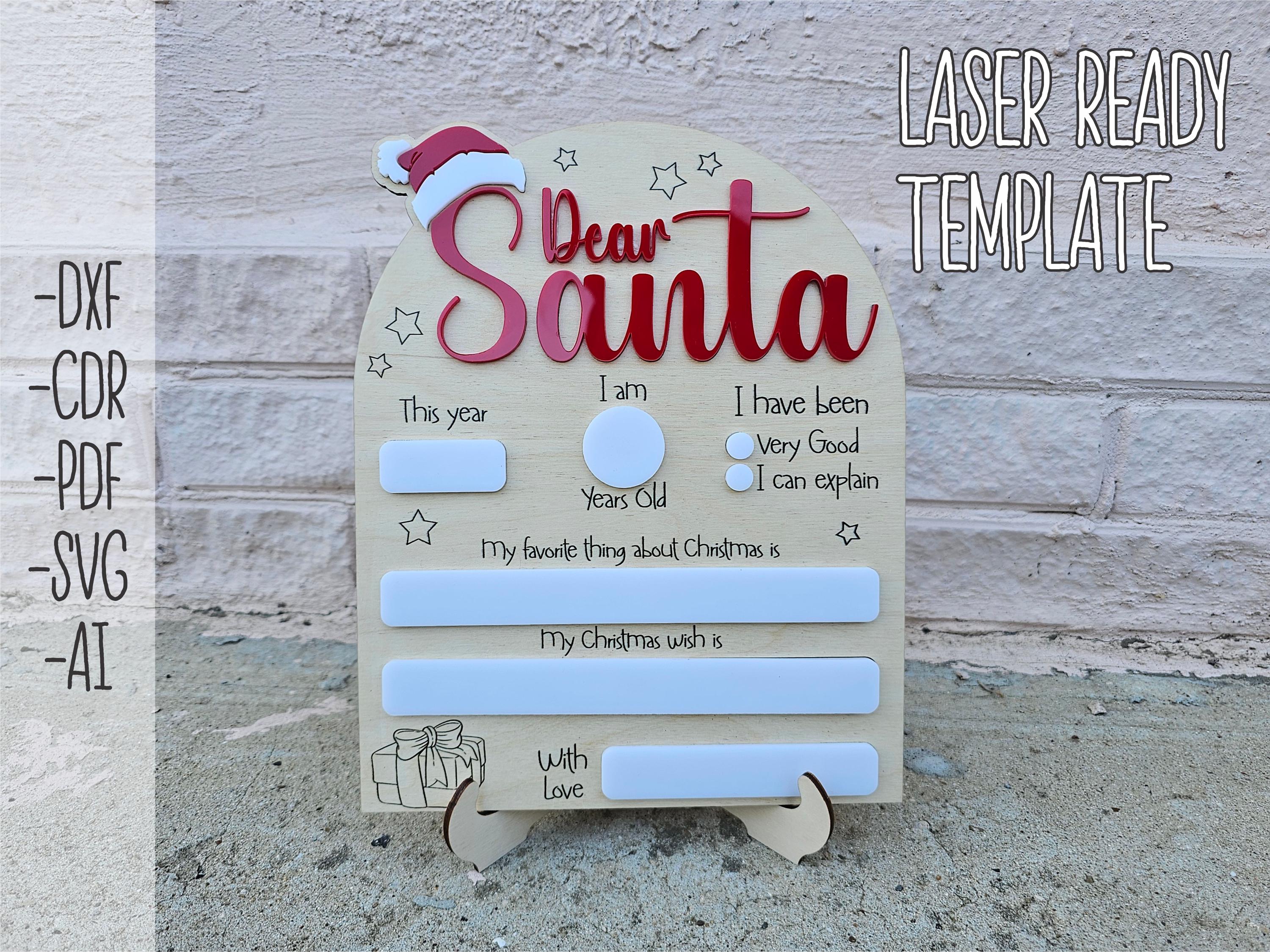 Dear Santa Board Laser Cut File, Christmas Photo Prop, Glowforge ...