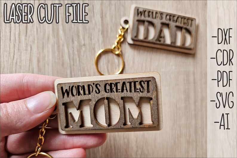 World’s Greatest Dad & Mom Keychain SVG, Laser Cut Keyring, Best Mom ...