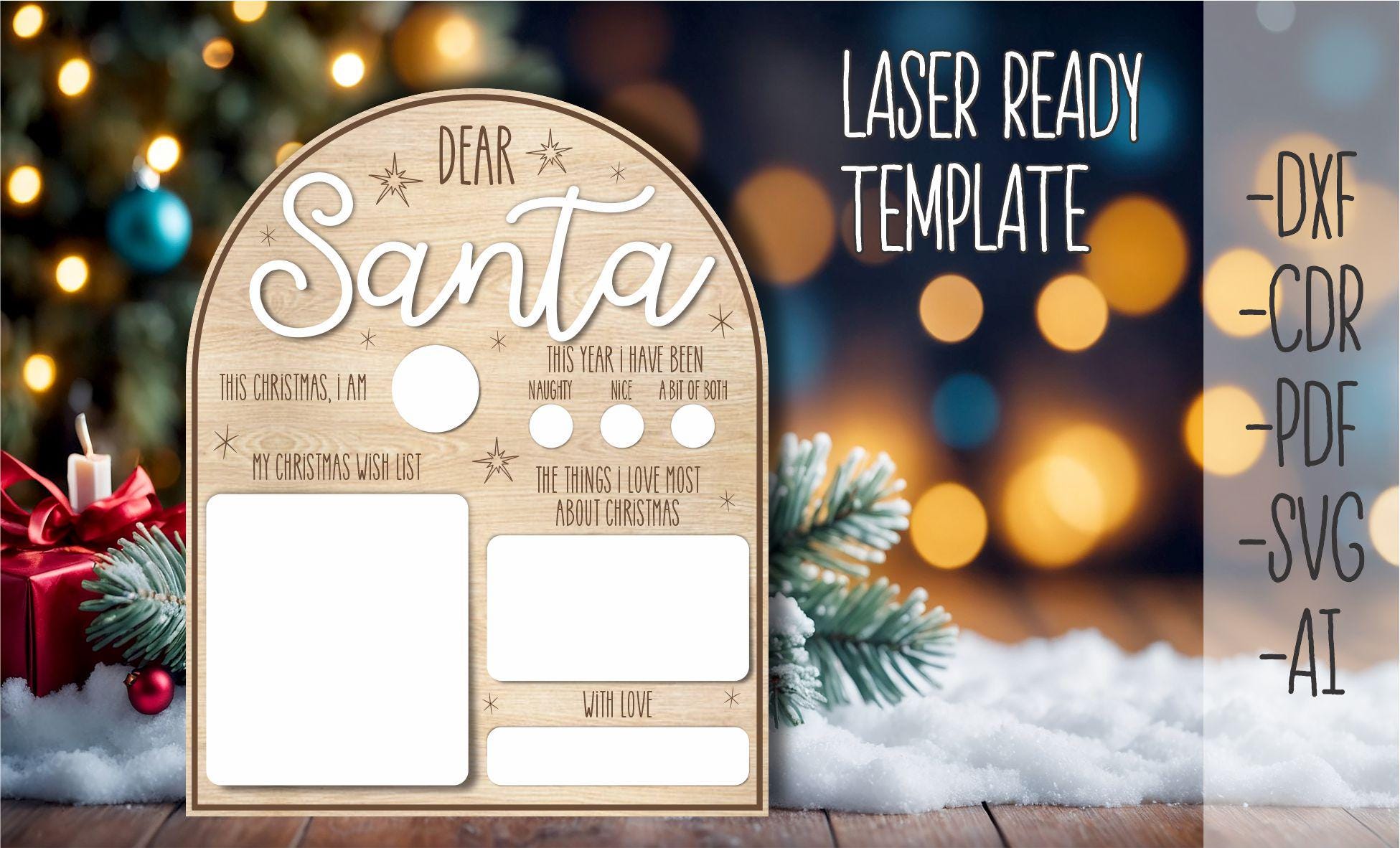 Dear Santa Board Laser Cut File, Christmas Photo Prop, Glowforge ...
