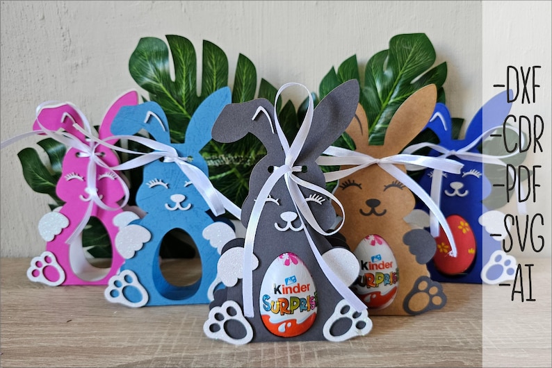 Easter Bunny Kinder Egg Box SVG | Cute Chocolate Egg Holder Template ...