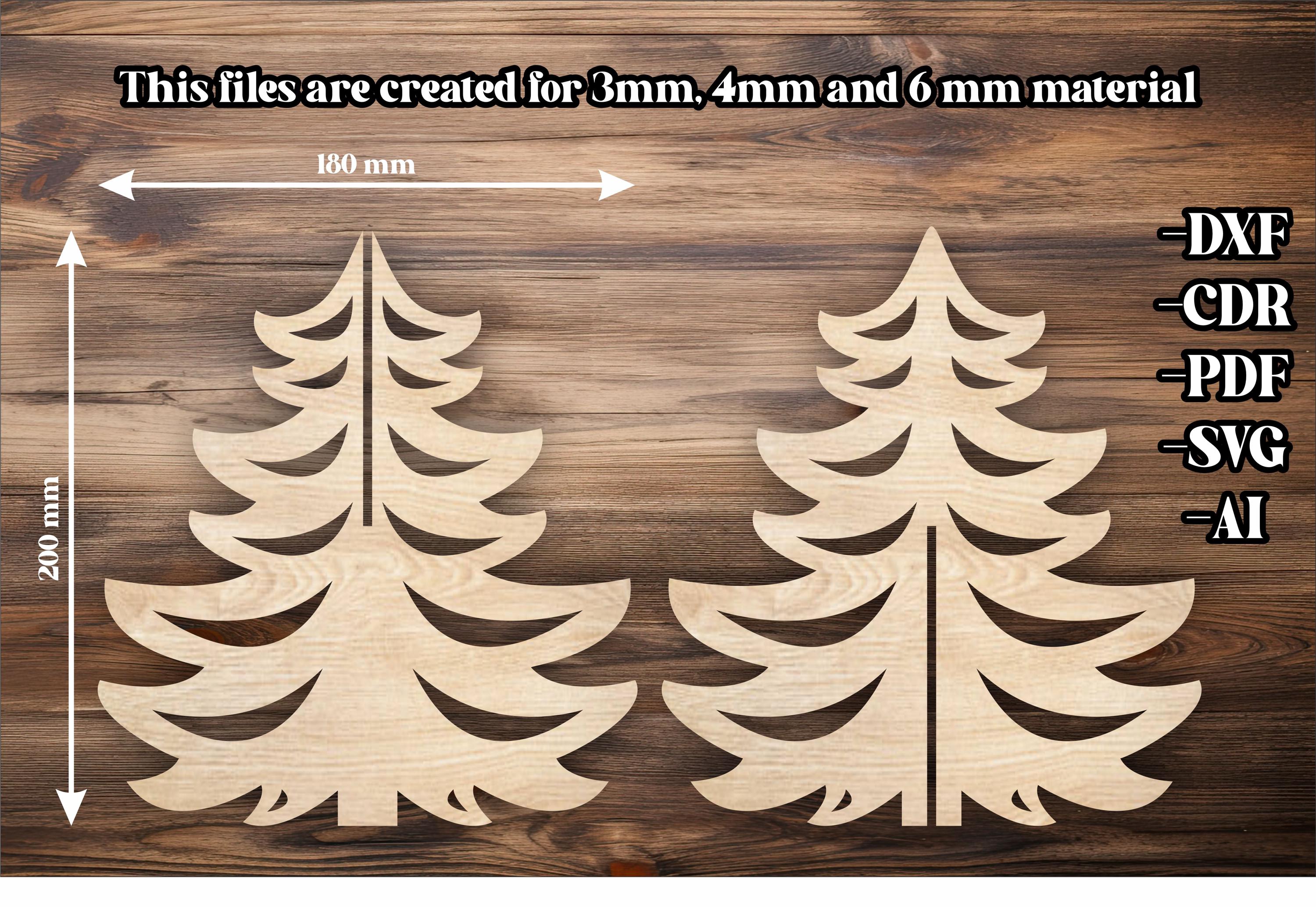 Standing Christmas Tree Laser Cut Files Svg Template Glowforge ...