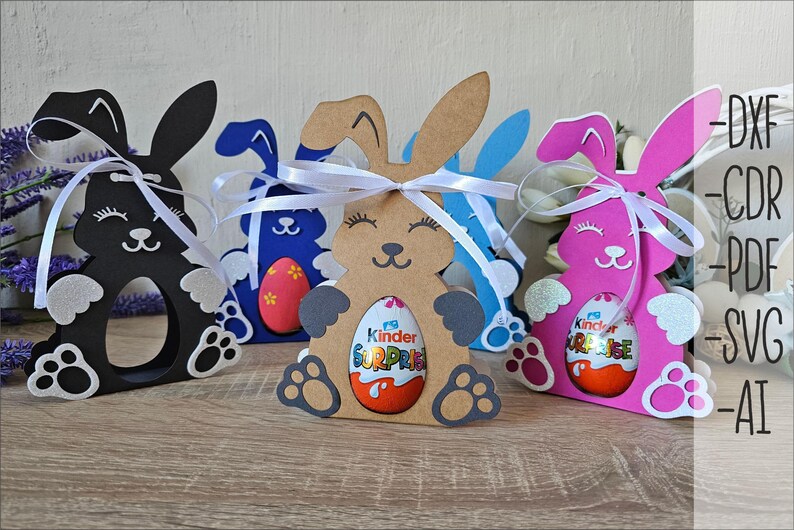 Easter Bunny Kinder Egg Box SVG | Cute Chocolate Egg Holder Template ...