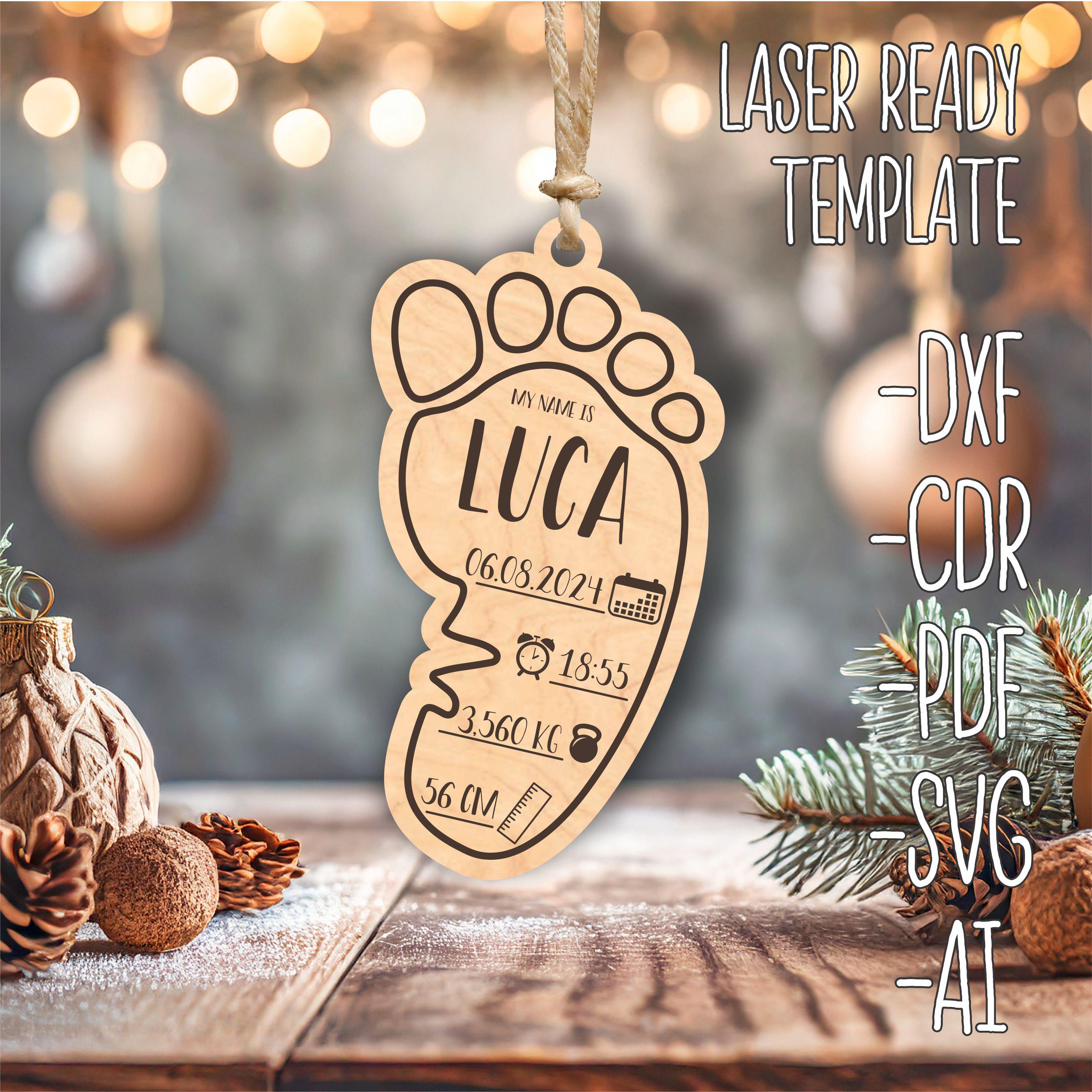 Footprint Birth Sign Svg, Laser Cutting, Birth Details Digital Cut File ...