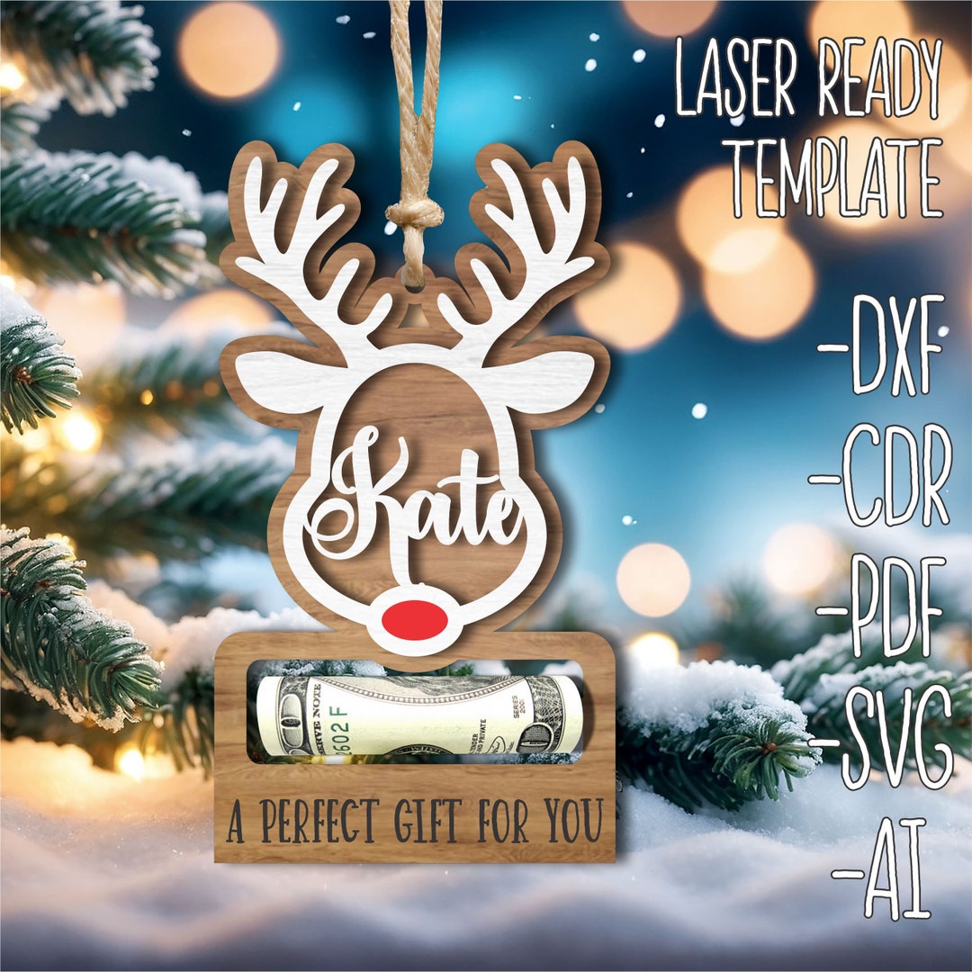 Reindeer Money Christmas Holder Ornament SVG, Christmas SVG Laser Cut ...