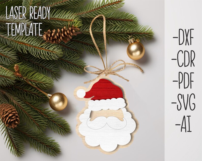Multi-layer Santa Face Christmas Ornament | Laser Cut File for DIY ...