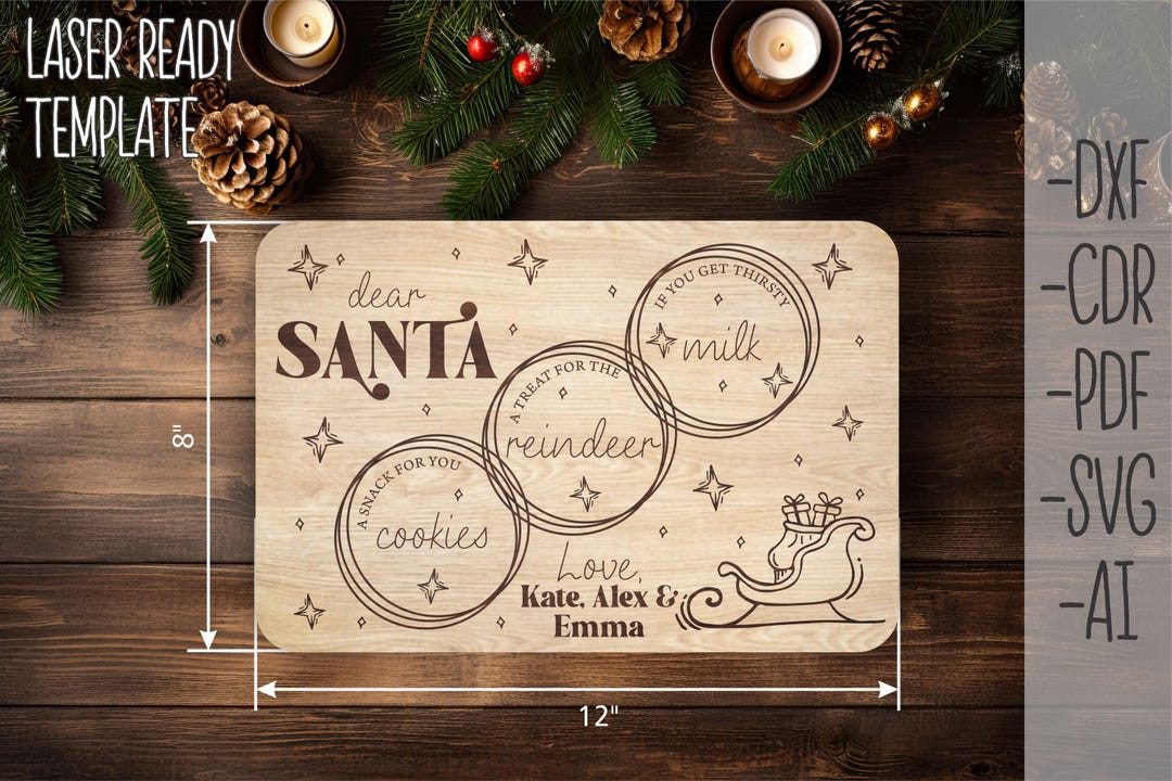 Christmas Cookie Tray SVG Glowforge Laser Cut, Christmas Treat for ...