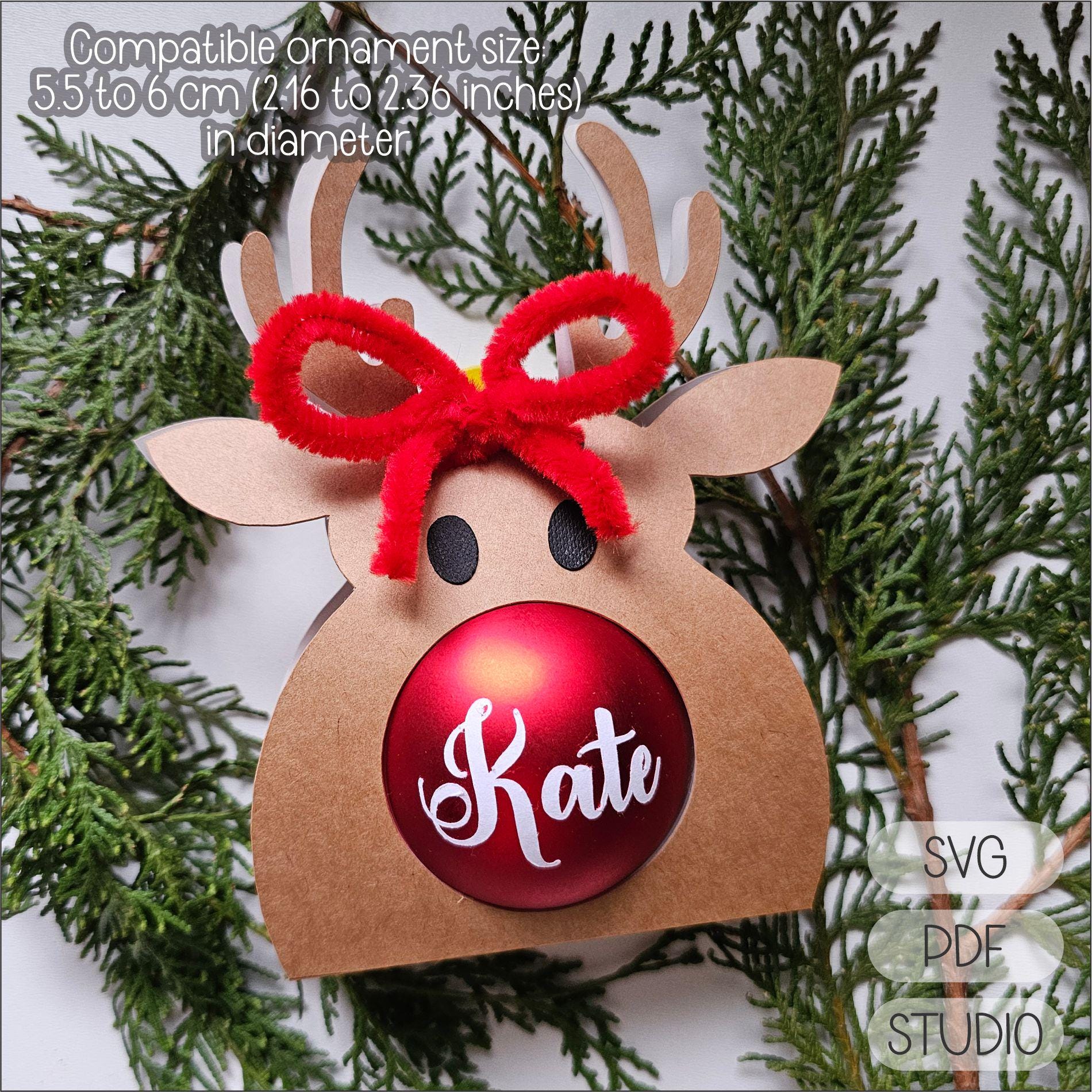Christmas REINDEER Gift Package, Personalized Christmas Ball Template ...