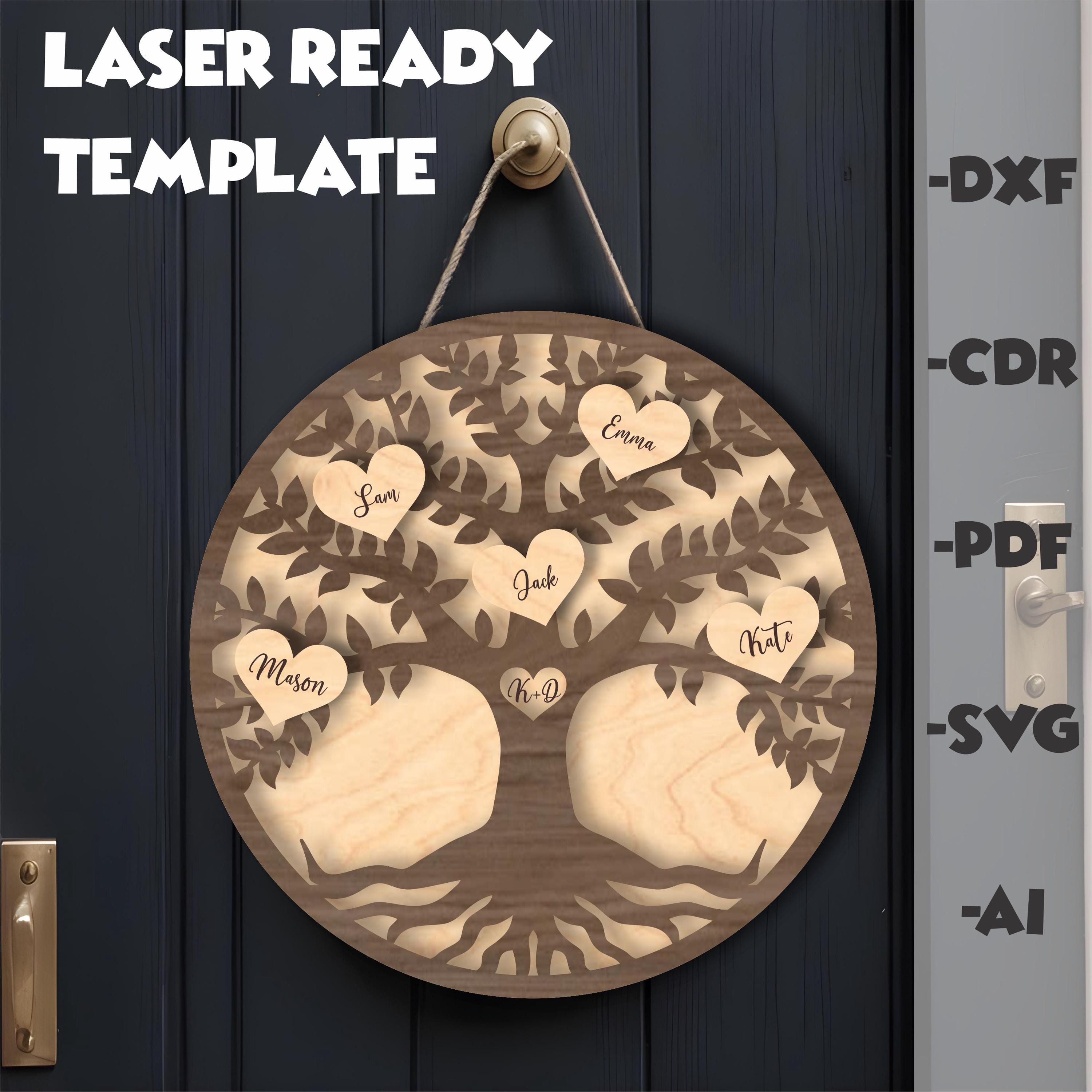 Family Tree, Family Name Wooden Sign SVG Laser Cut File, Custom Family ...