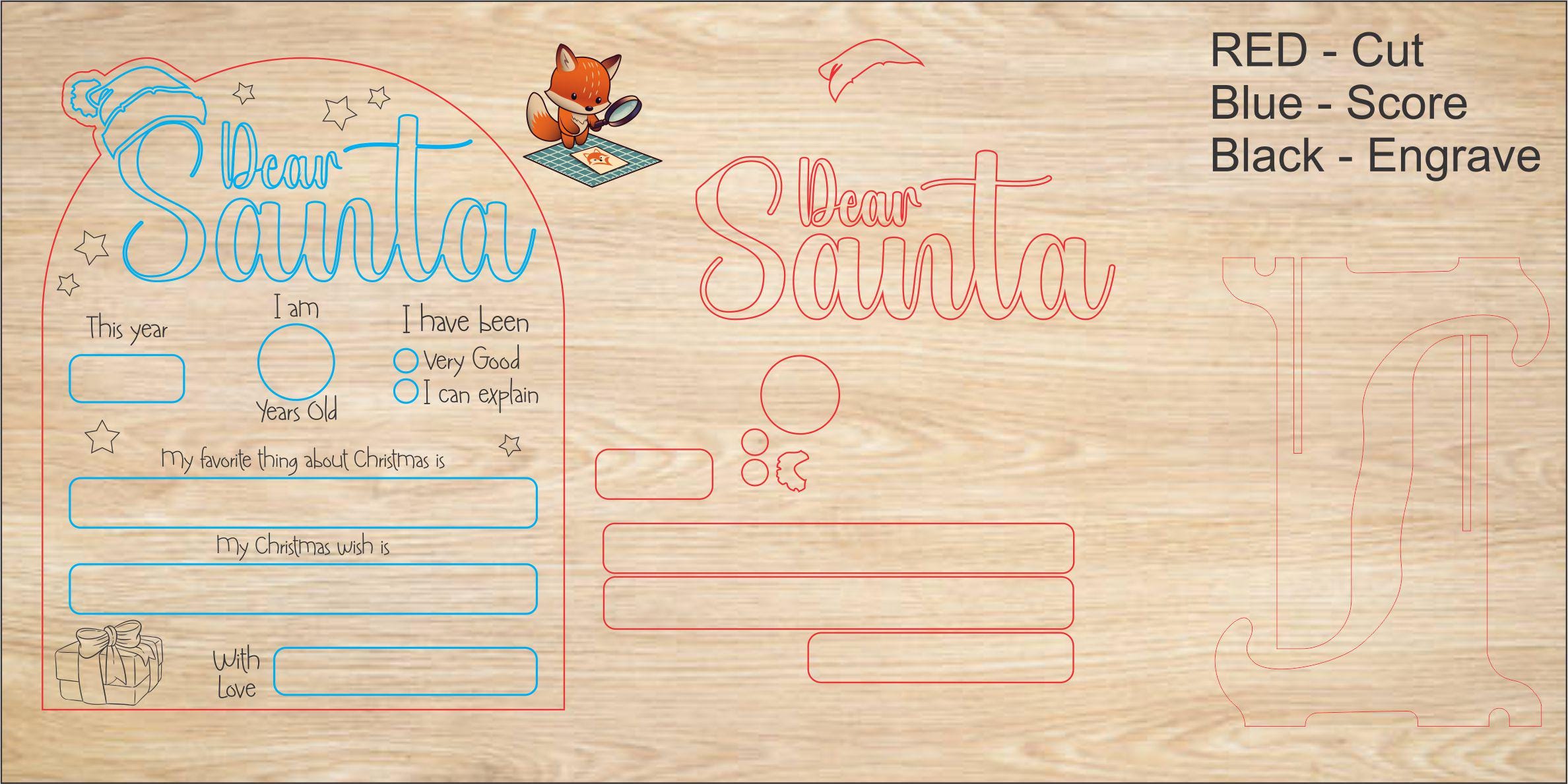 Dear Santa Board Laser Cut File, Christmas Photo Prop, Glowforge ...