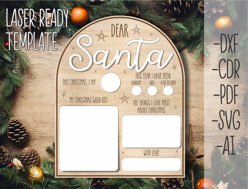 Dear Santa Board Laser Cut File, Christmas Photo Prop, Glowforge ...