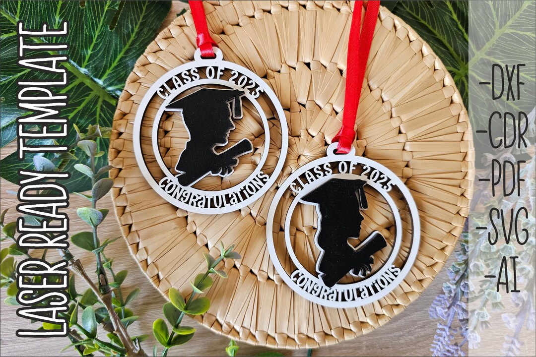 Graduation Medal Laser Cut File SVG | Graduate Boy Girl Silhouette Tag ...
