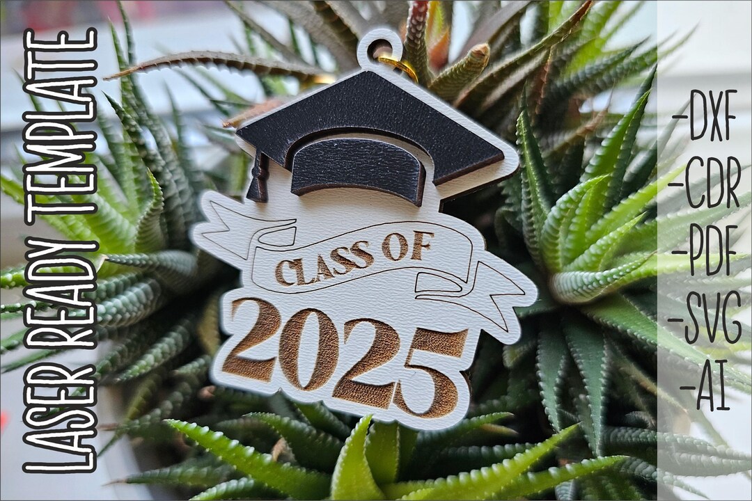Graduation Keychain SVG Laser Cut File 2025 | Grad Cap Keychain ...