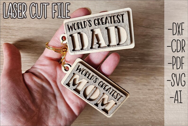 World’s Greatest Dad & Mom Keychain SVG, Laser Cut Keyring, Best Mom ...