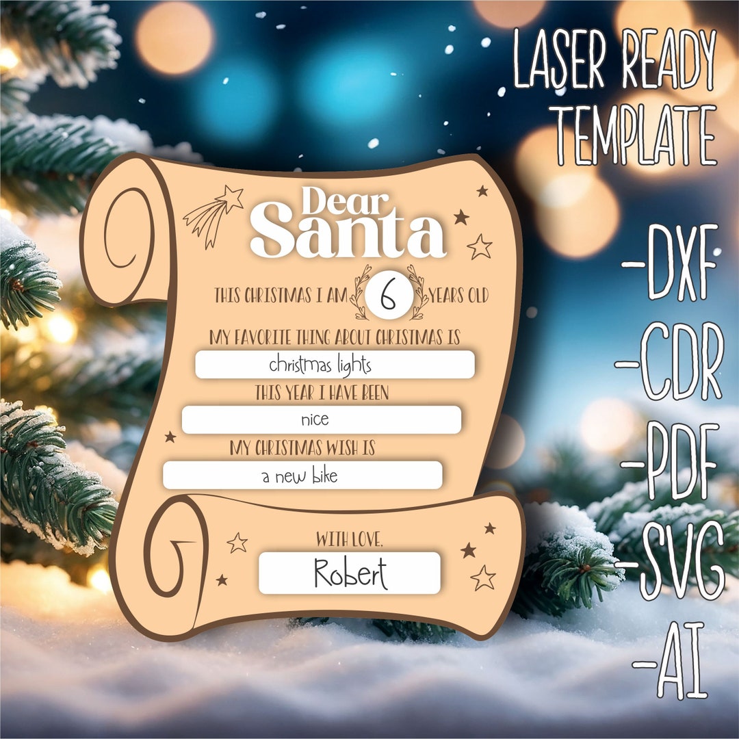 Dear Santa SVG Sign, Trendy Laser File, Christmas Countdown, Laser Cut ...