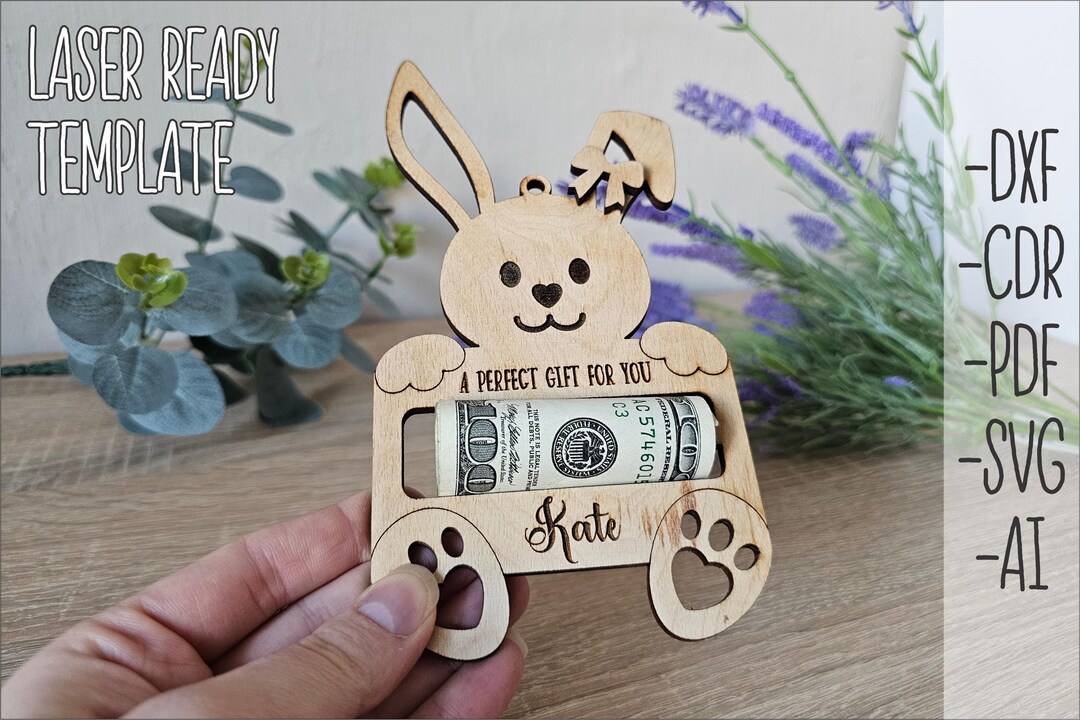 Easter Bunny Money Holder SVG, Personalized Laser Cut Gift, DIY Easter ...