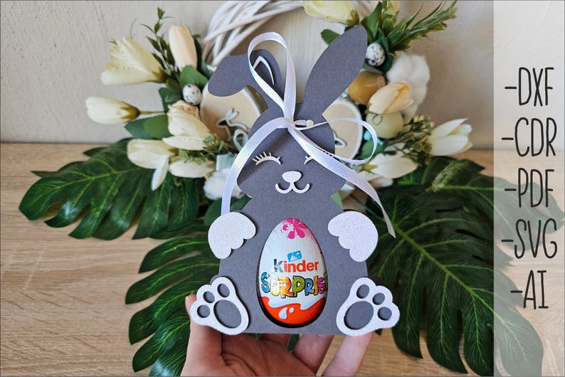 Easter Bunny Kinder Egg Box SVG | Cute Chocolate Egg Holder Template ...