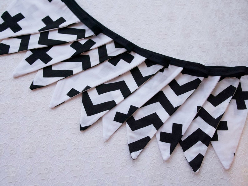 Children's Black and White Chevron Bunting. Kids | Etsy