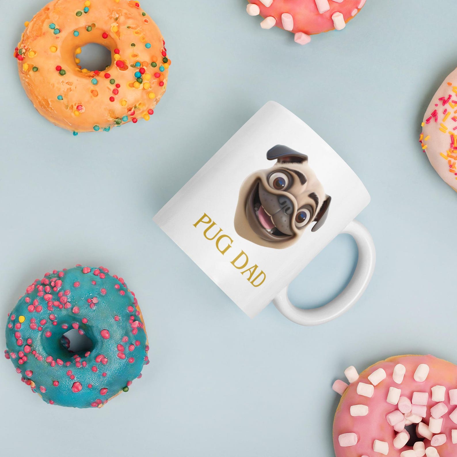 Dog Mugs 11 Ounce White Glossy Coffee Mug - Pug Dad - Etsy UK