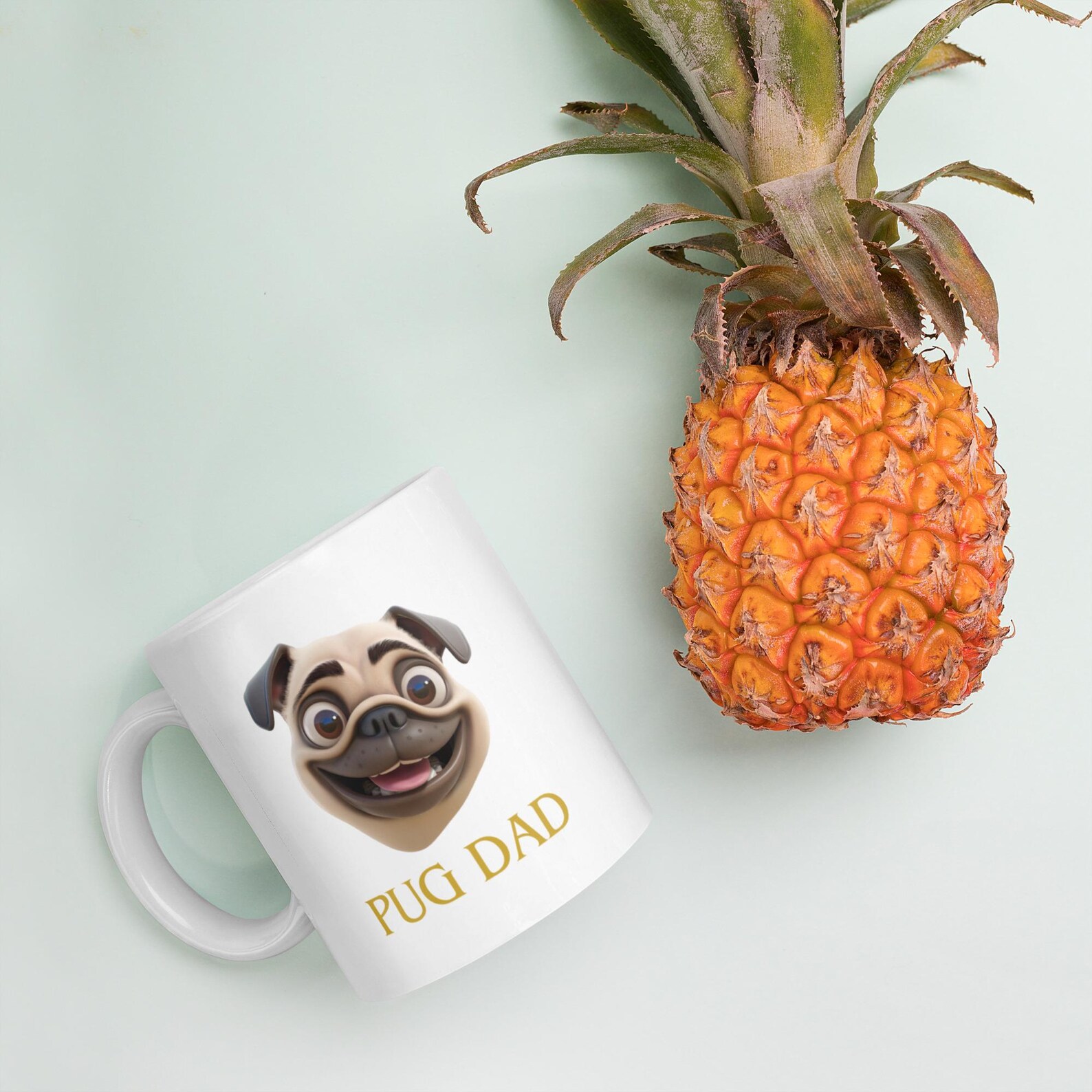 Dog Mugs 11 Ounce White Glossy Coffee Mug - Pug Dad - Etsy UK