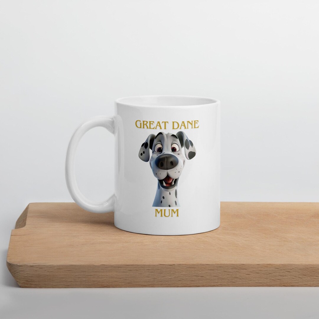 Unique Cartoon Dog Mugs for Sale Great Dane 11 Ounce White Ceramic Mum ...