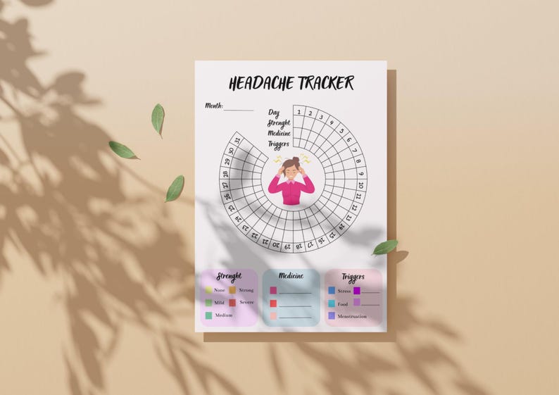 Headache Tracker - PRINTABLE Journal Page - Planner Page - Headache ...