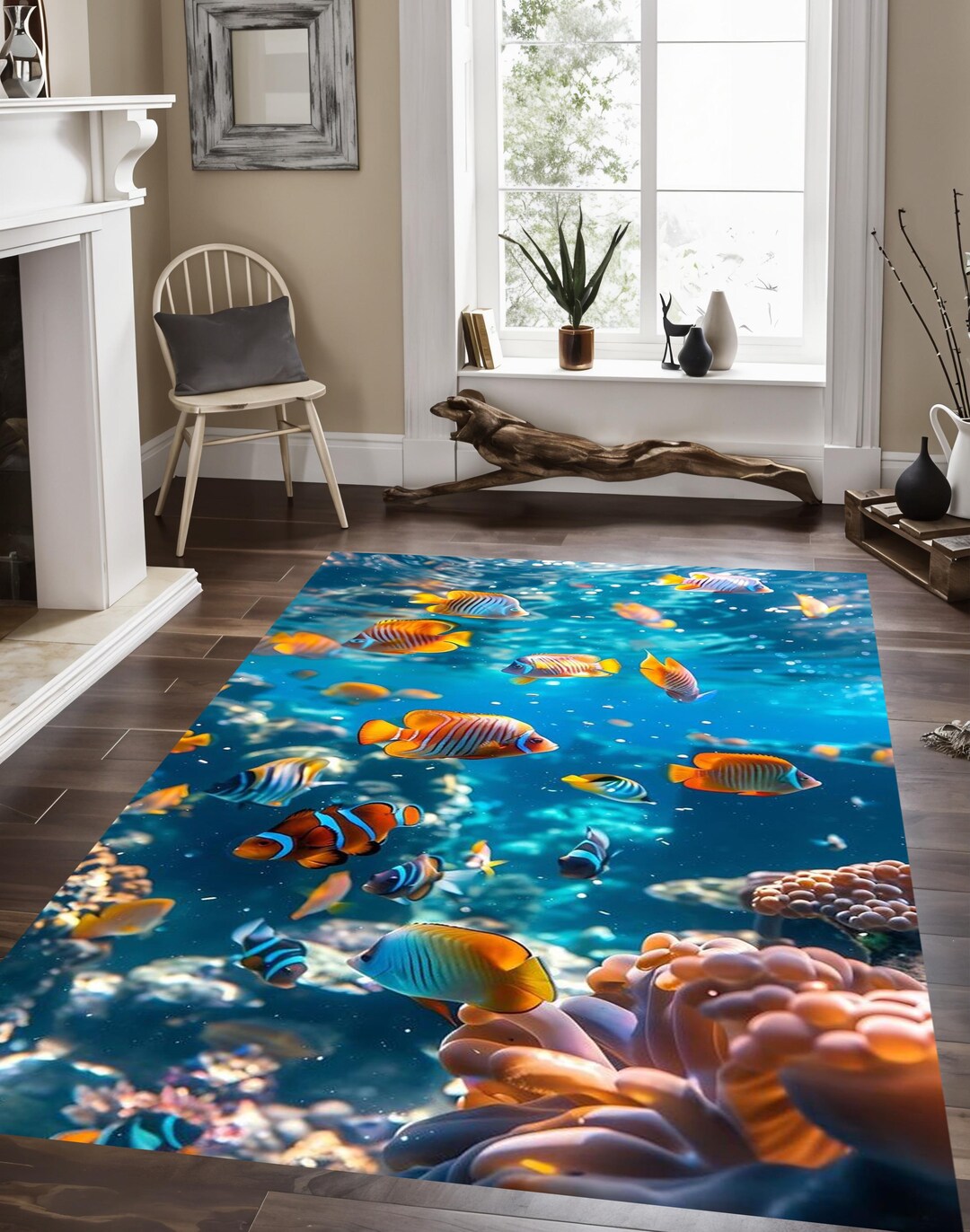 Tropical Fish Area Rug: Ocean Life, Durable Floor Covering - Etsy