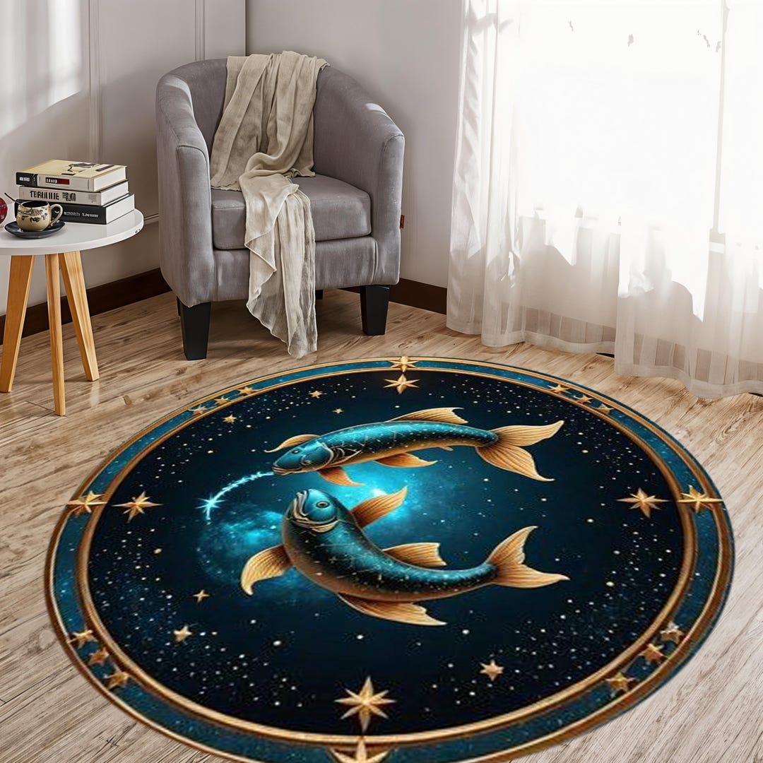 Fish Rug,fish Themed Rug,sea Rug,water Rug,colorful Rug,round Rug,rugs ...