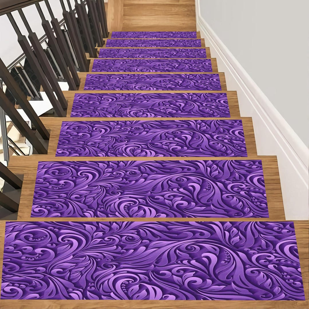 Purple Step Mats. Stair Mats, Geometric Step Mats, Pet Frendly Mat ...