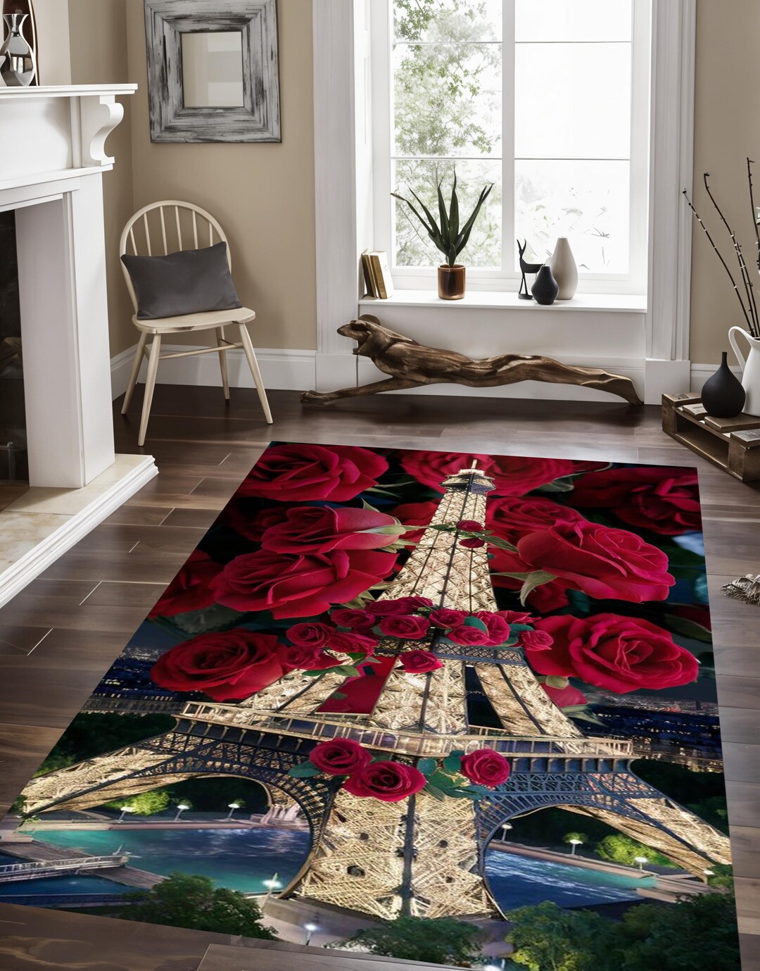 Eiffel Tower,eiffel Tower Pattern Rug,roses Rug,floral Rug,rugs for ...