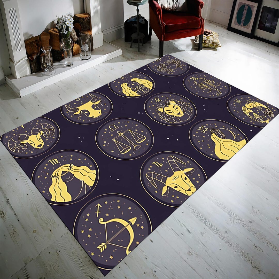 Zodiac Signs Area Rug: Personalized Astrology Symbols Floor Rug - Etsy