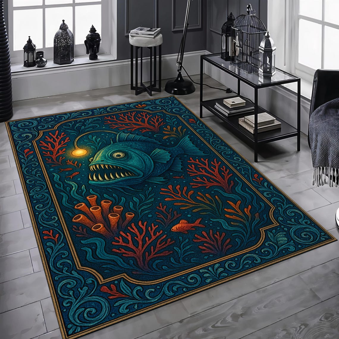 Angler Fish Rug: Mariana Trench Ocean Design - Etsy
