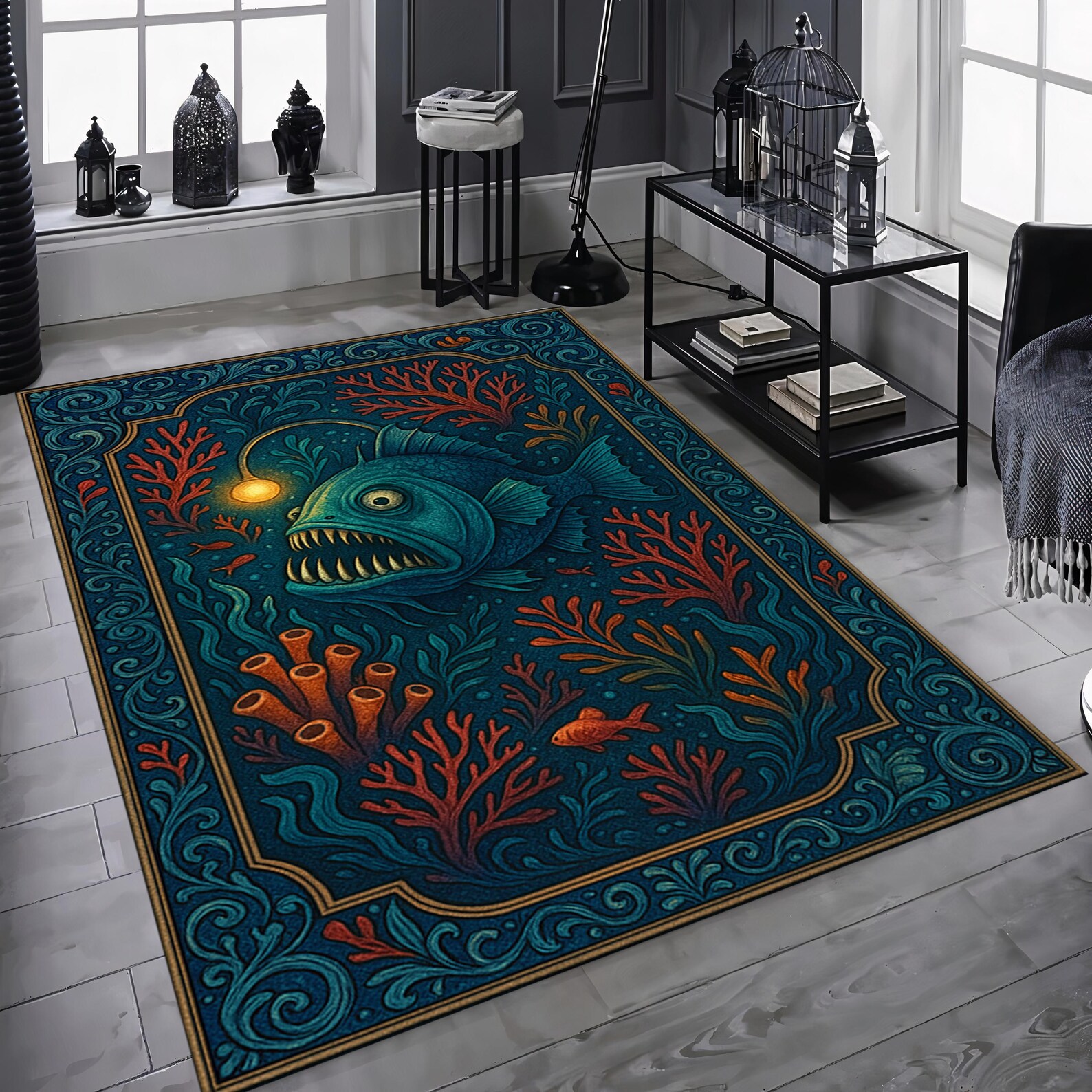 Angler Fish Rug: Mariana Trench Ocean Design - Etsy