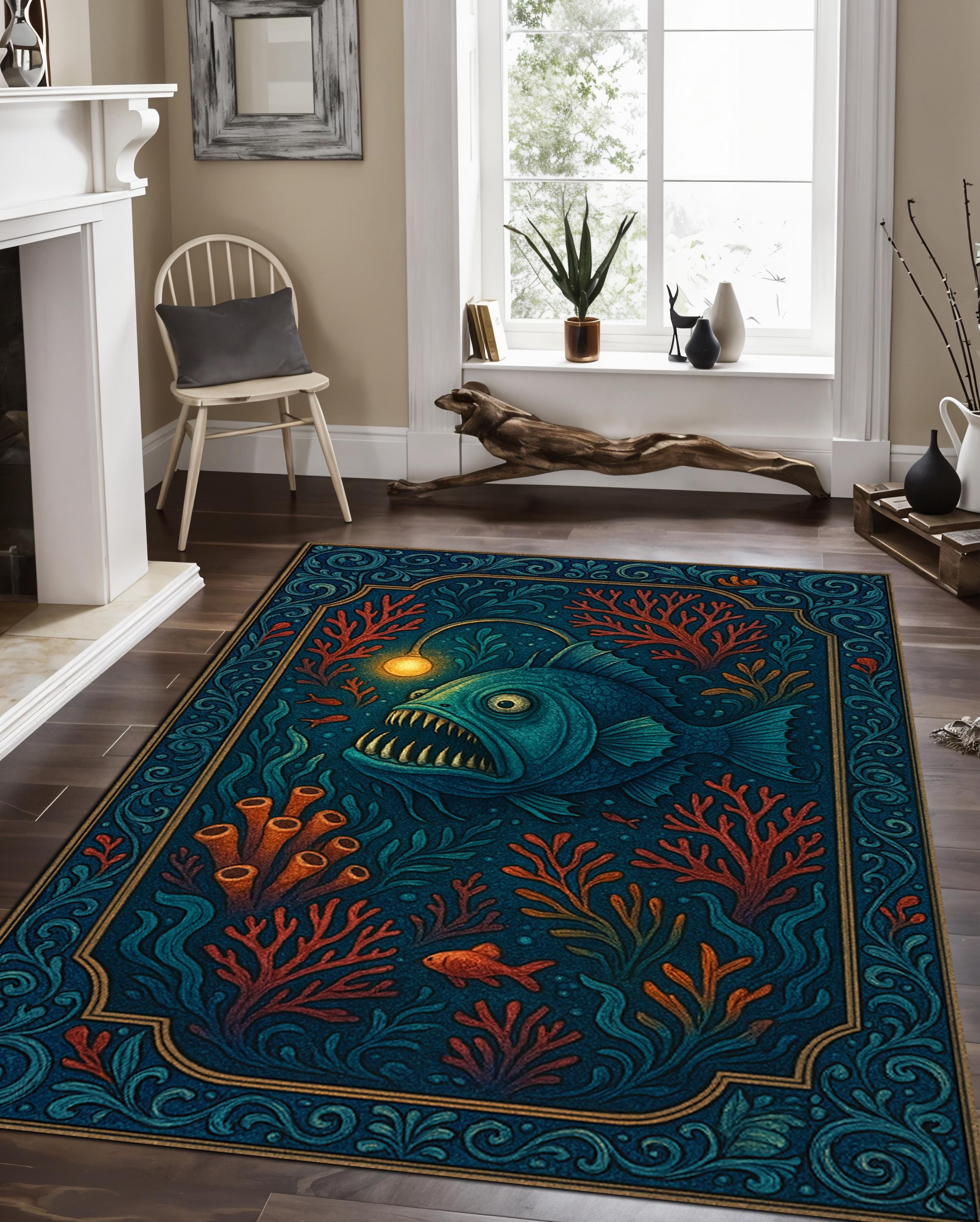 Angler Fish Rug: Mariana Trench Ocean Design - Etsy