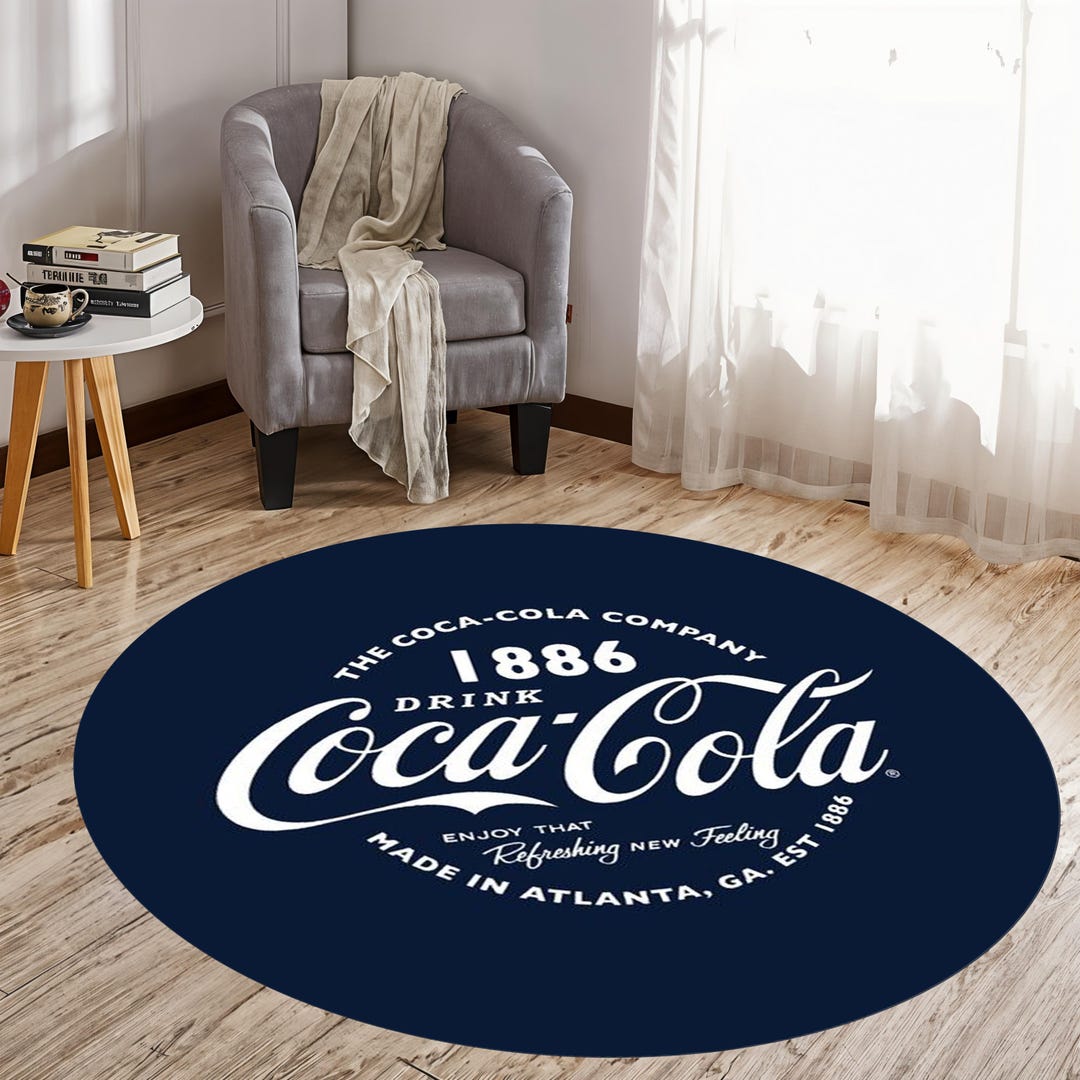 Coca-cola Round Rug: Blue Cola Decor, Kitchen Rug - Etsy