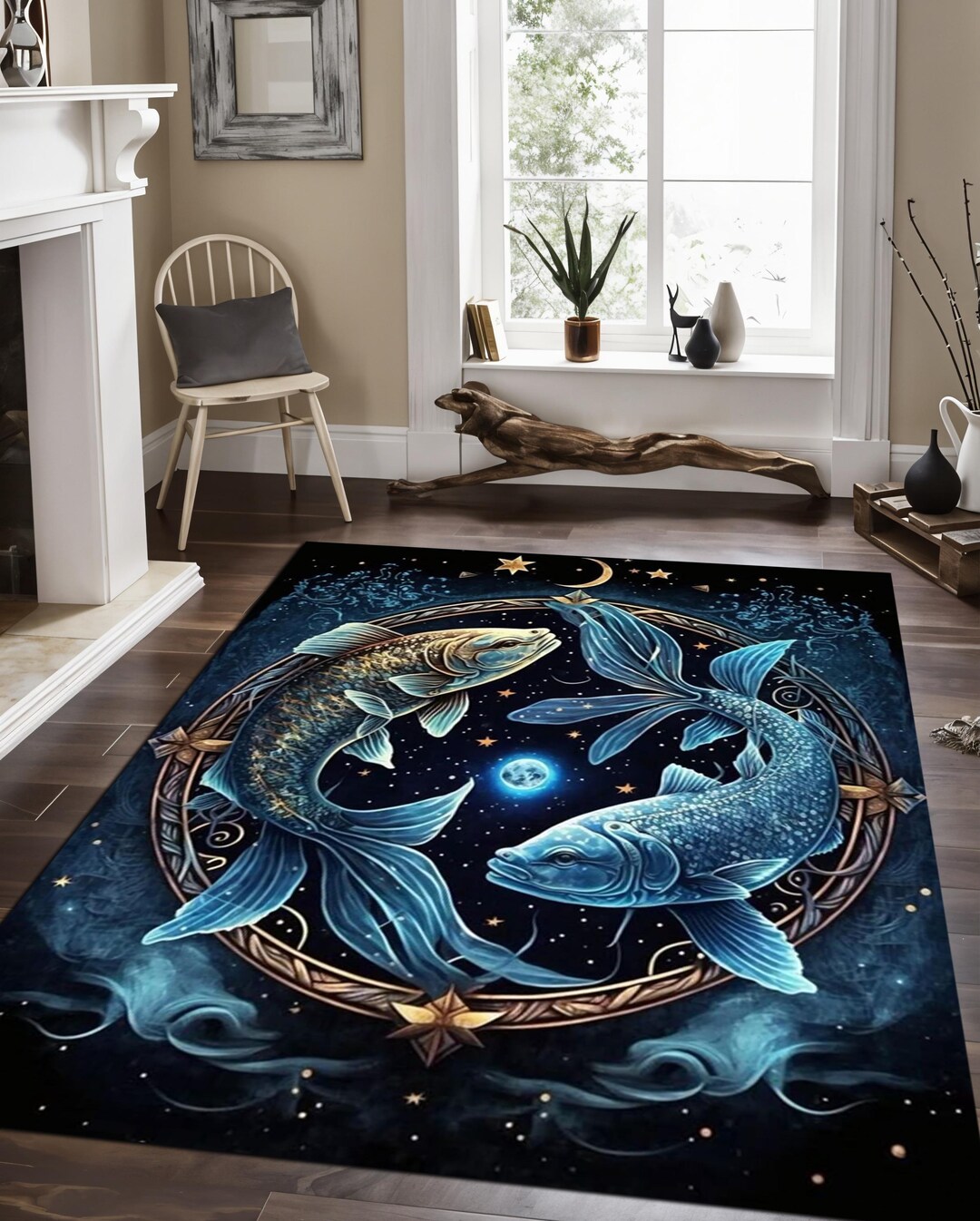 Fish Pattern Rug: Sea Themed Bedroom Rug - Etsy