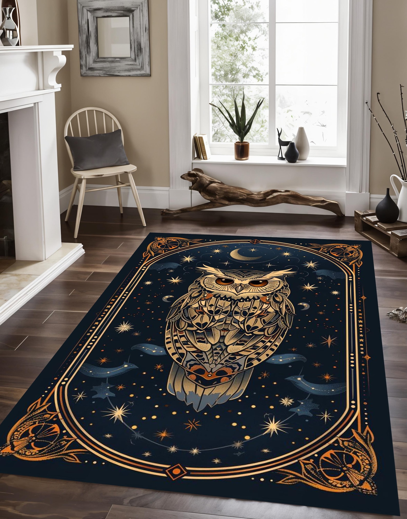 Owl Pattern Rug,owl Themed Rug,animal Rug,curbside Pattern Rug,art Rug ...